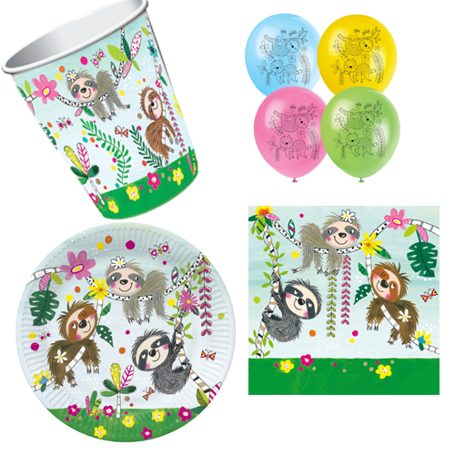 Faultier Party Set - Partyzubehör online kaufen für Kindergeburtstage ...